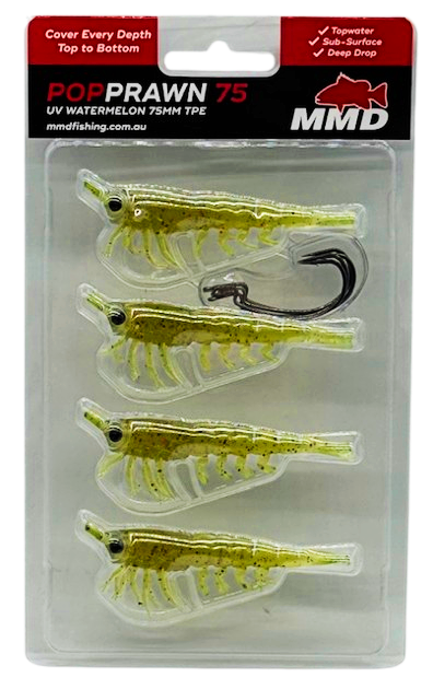 MMD Pop Prawn 75mm TPE Soft Plastic Lure – 4 Pack | Estuary Fishing Lure